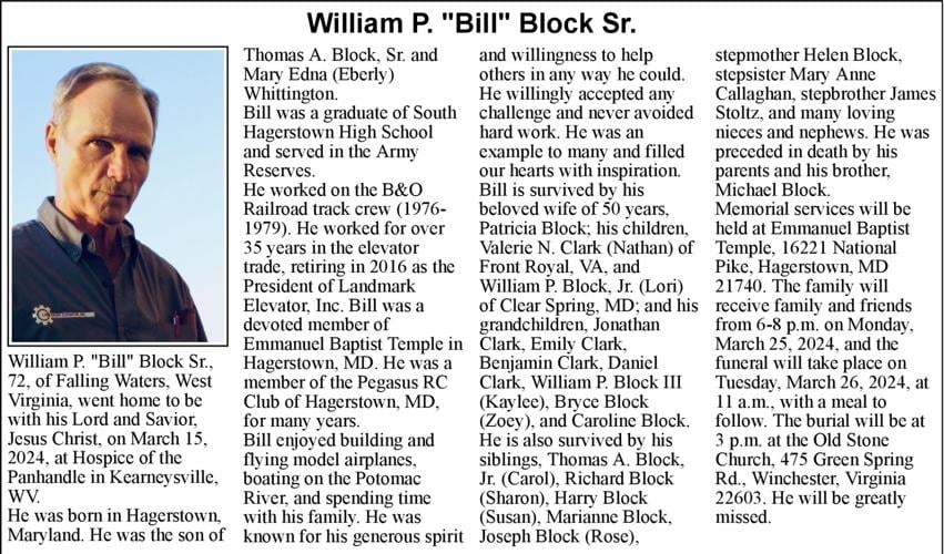 William P. "Bill" Block Sr. | Obituaries | journal-news.net