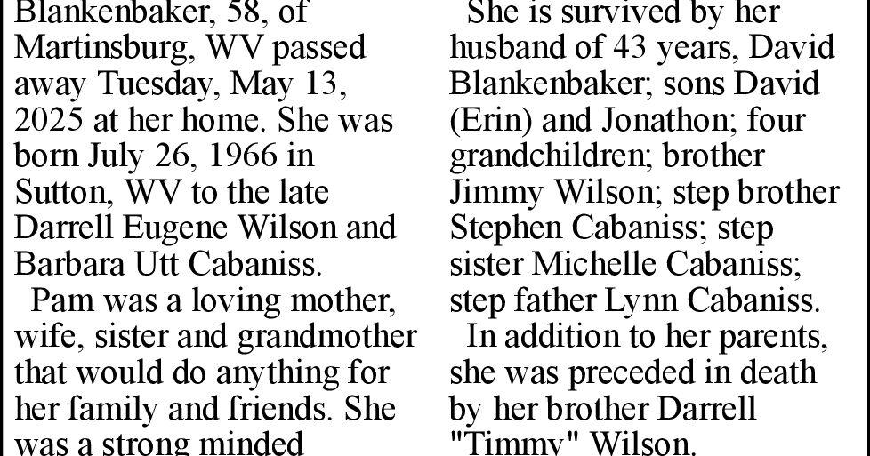 Pamela Kay Wilson Blankenbaker | Obituaries | journal-news.net