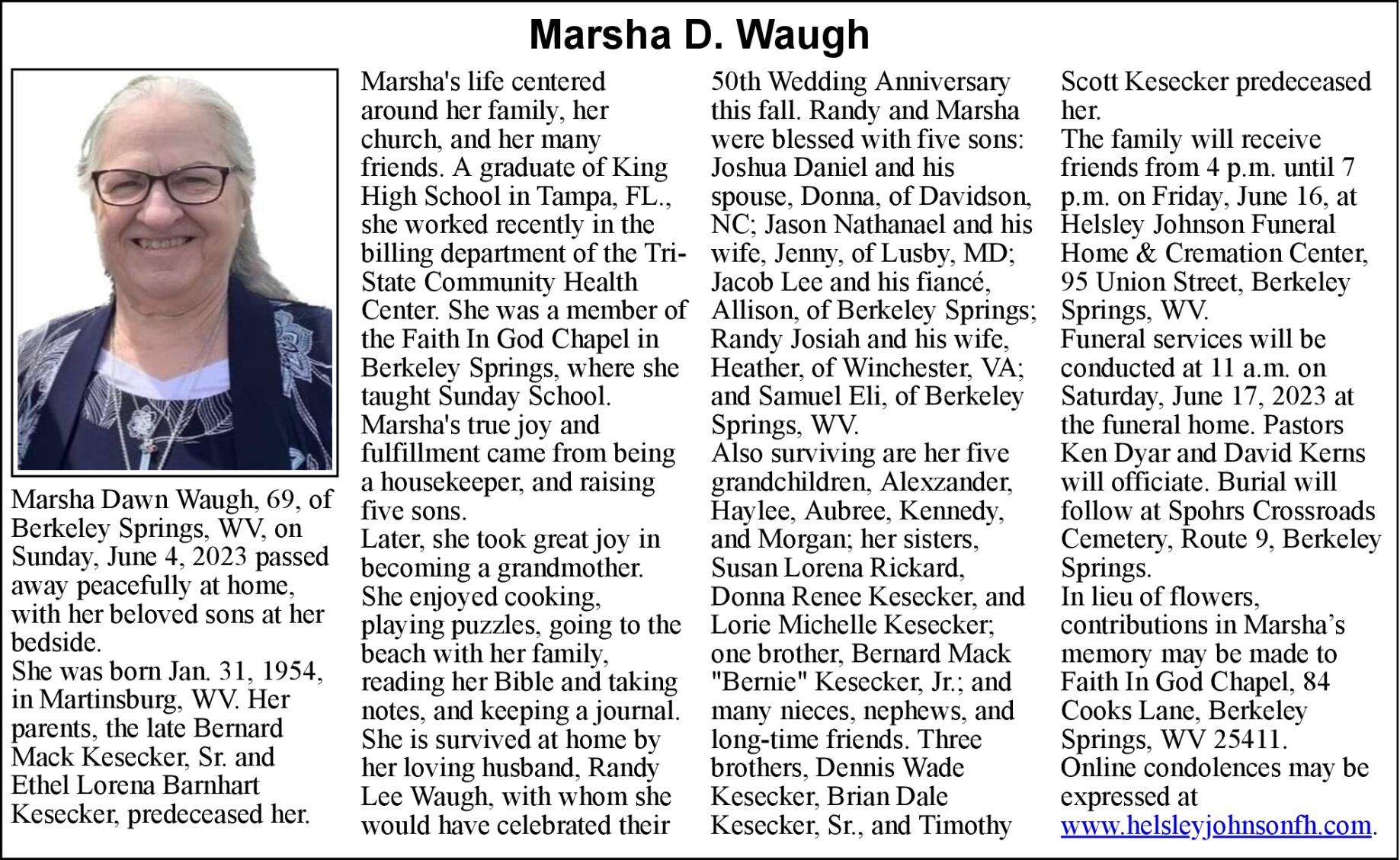 Marsha D. Waugh | Obituaries | journal-news.net
