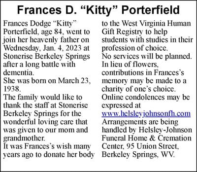Frances D. “Kitty” Porterfield | Obituaries | journal-news.net