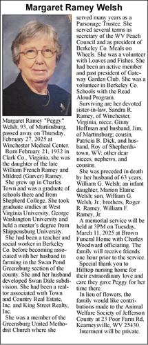 Margaret Ramey Welsh | Obituaries | journal-news.net