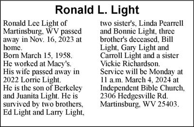 Ronald L. Light | Obituaries | journal-news.net