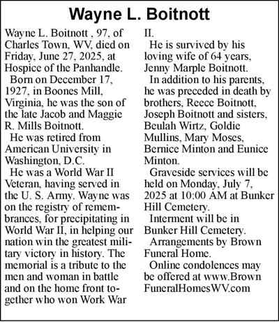 Wayne L. Boitnott | Obituaries | journal-news.net