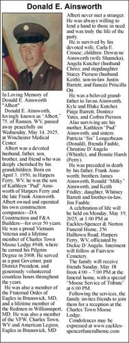 Donald E. Ainsworth | Obituaries | journal-news.net