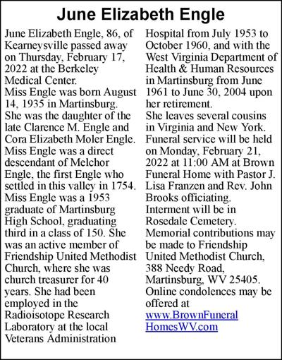 June Elizabeth Engle | Obituaries | journal-news.net