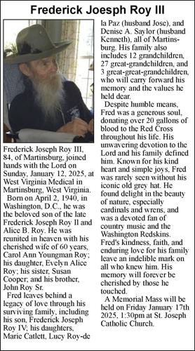 Frederick Joesph Roy III | Obituaries | journal-news.net