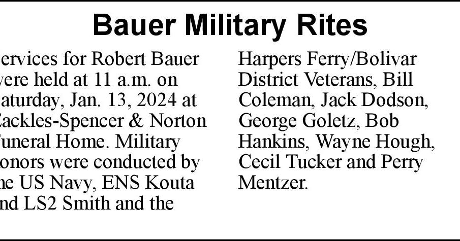 Bauer Military Rites | Obituaries | journal-news.net