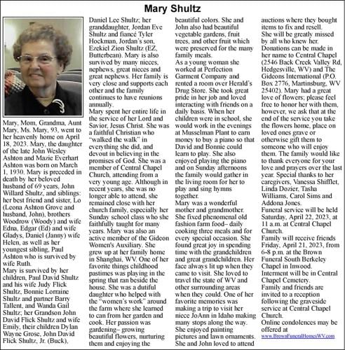 Mary Shultz | Obituaries | journal-news.net