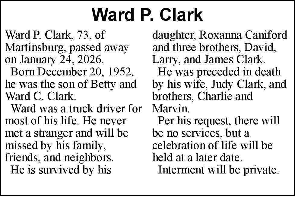 Ward P. Clark | Obituaries | journal-news.net