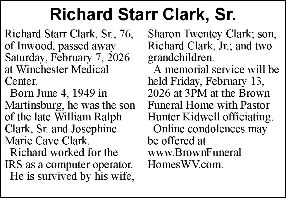 Richard Starr Clark, Sr. | Obituaries | journal-news.net