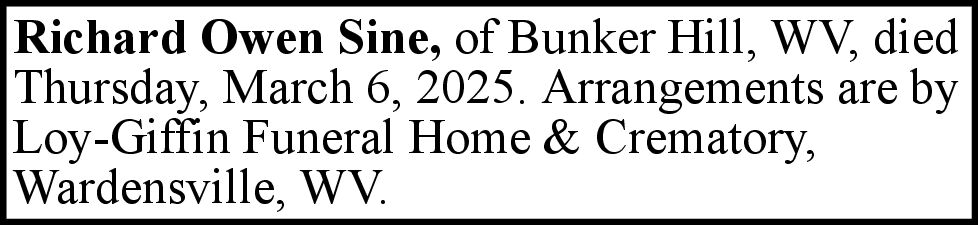 Richard Owen Sine | Obituaries | journal-news.net