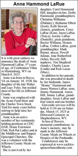Anne Hammond LaRue | Obituaries | journal-news.net