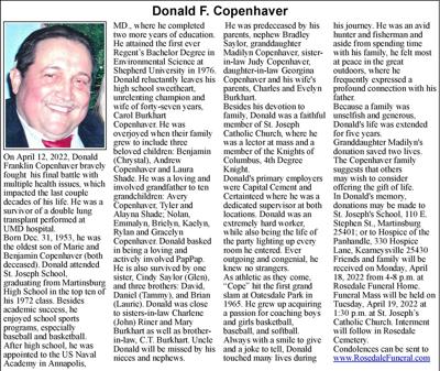 Donald F. Copenhaver | Obituaries | journal-news.net