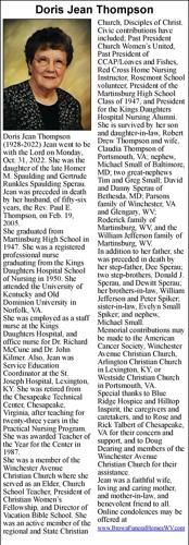 Doris Jean Thompson | Obituaries | journal-news.net