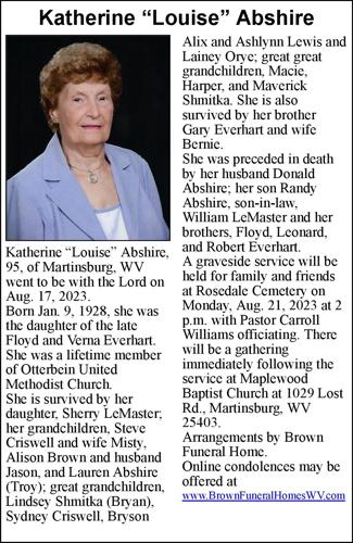 Katherine “Louise” Abshire | Obituaries | journal-news.net