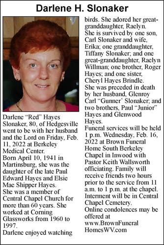 Darlene H. Slonaker | Obituaries | journal-news.net