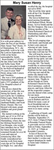 Mary Susan Henry | Obituaries | journal-news.net
