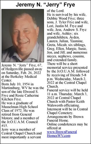 Jeremy N. “Jerry” Frye | Obituaries | journal-news.net