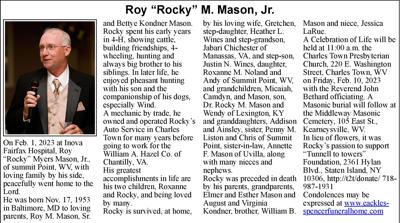 Roy “Rocky” M. Mason, Jr. | Obituaries | journal-news.net