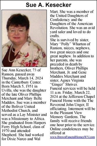 Sue A. Kesecker | Obituaries | journal-news.net