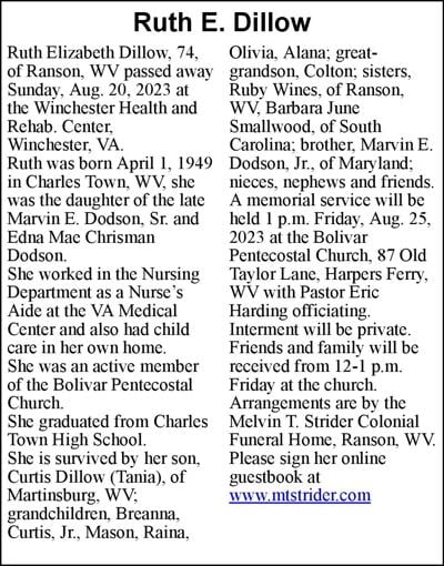 Ruth E. Dillow | Obituaries | journal-news.net
