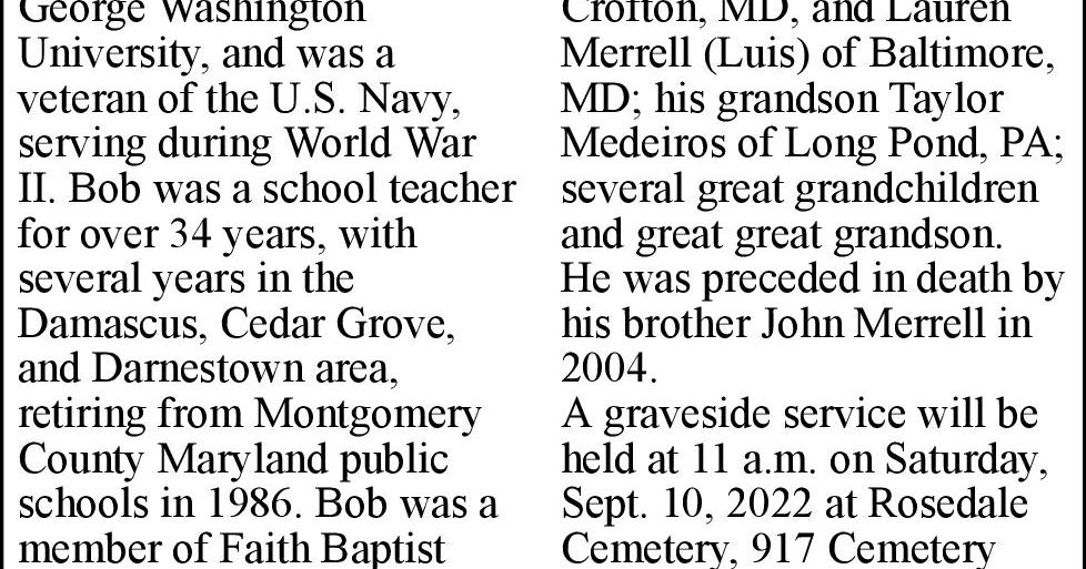 Robert F. Merrell | Obituaries | journal-news.net