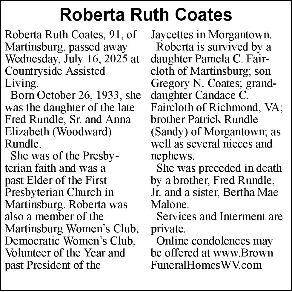 Roberta Ruth Coates | Obituaries | journal-news.net