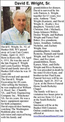 David E. Wright, Sr. | Obituaries | journal-news.net