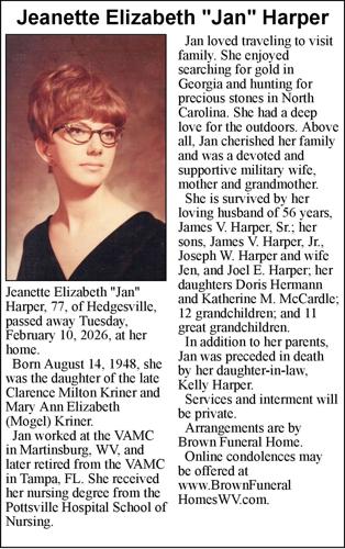 Jeanette Elizabeth "Jan" Harper | Obituaries | journal-news.net