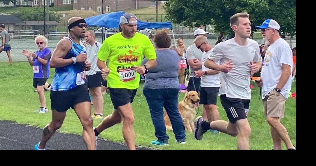 Blind runner competed in the Ultimate Runner on Saturday at Hanes Park