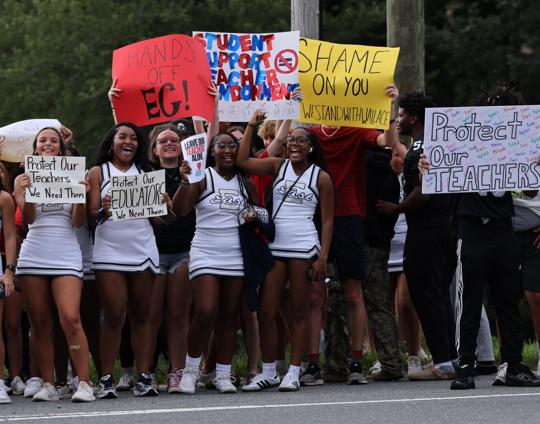Forsyth County students stage walkout to protest job cuts