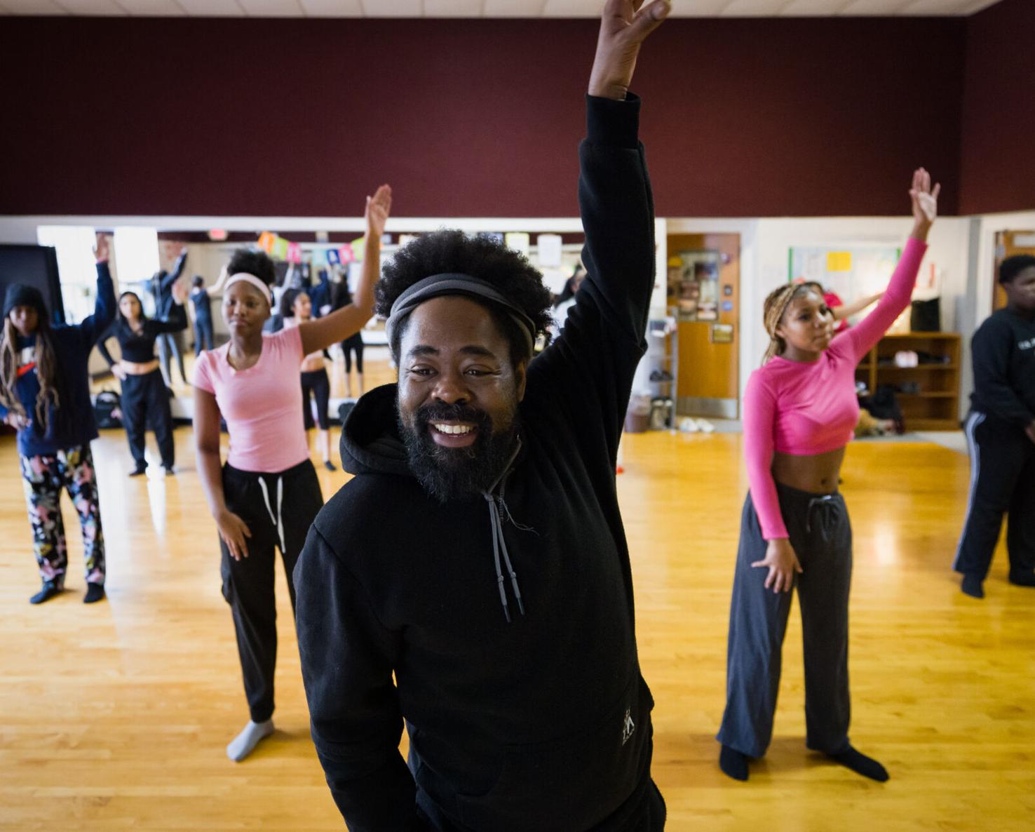 Wayne Jones teaches dance class North Forsyth High Winston
