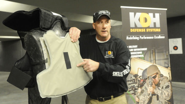 Body armor on display in shooting range demonstration