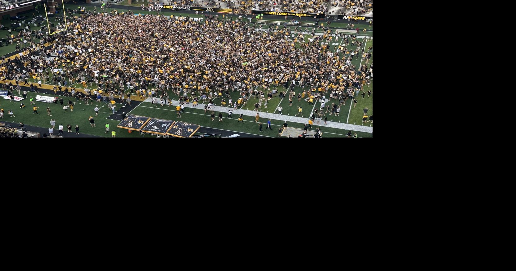 App State fans storm the field after last second 32-28 stunner against Troy