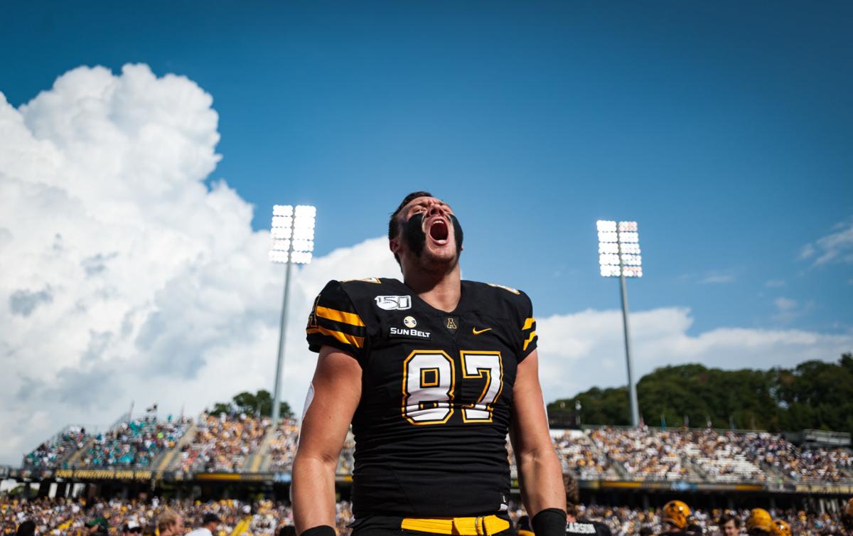 App State's Collin Reed enjoys the winning moment as the Mountaineers ...