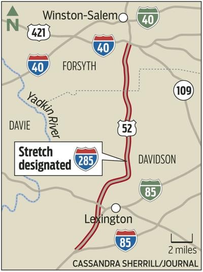 U.S. 52 renamed as Interstate 285 between Winston-Salem and Lexington ...