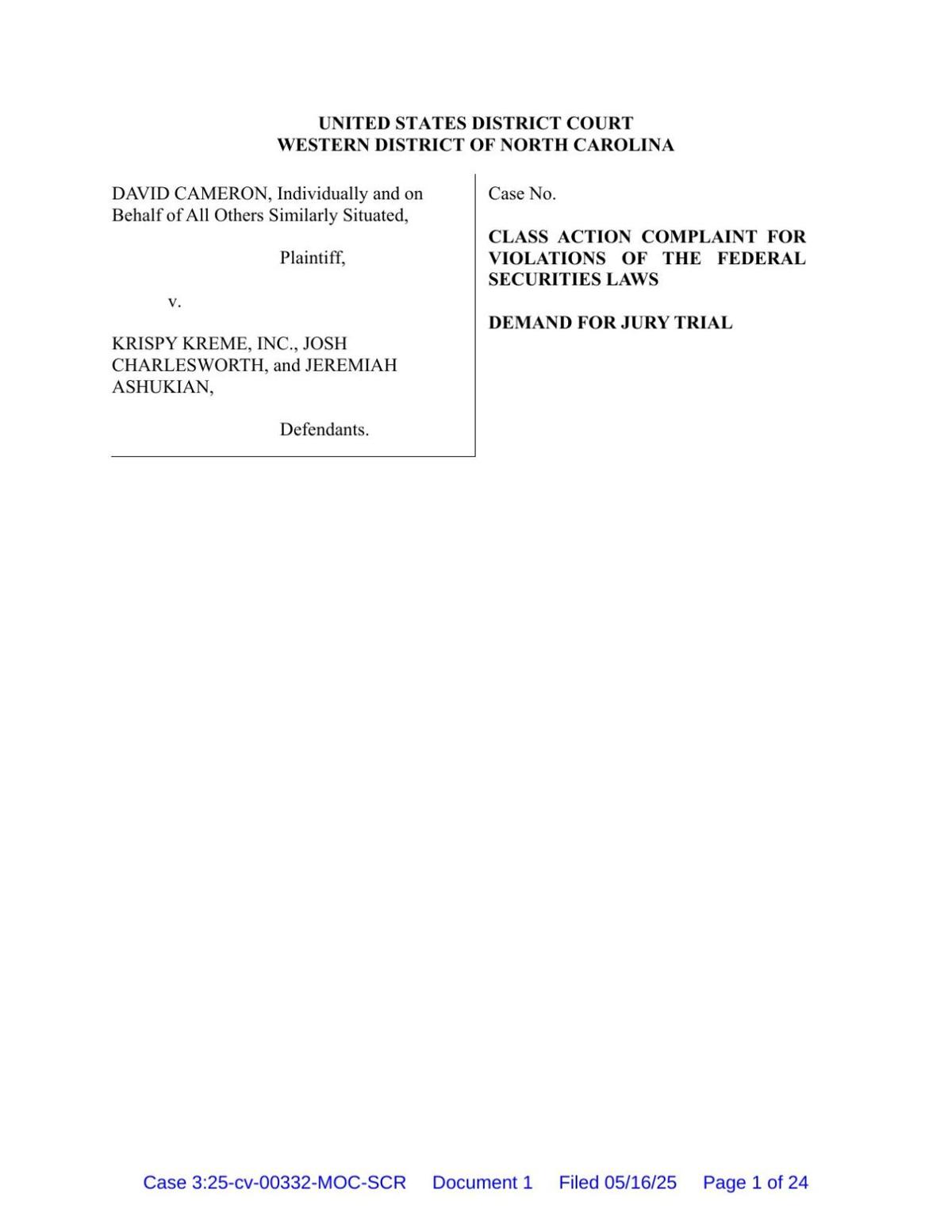 Krispy Kreme faces investor lawsuit over McDonald's sales