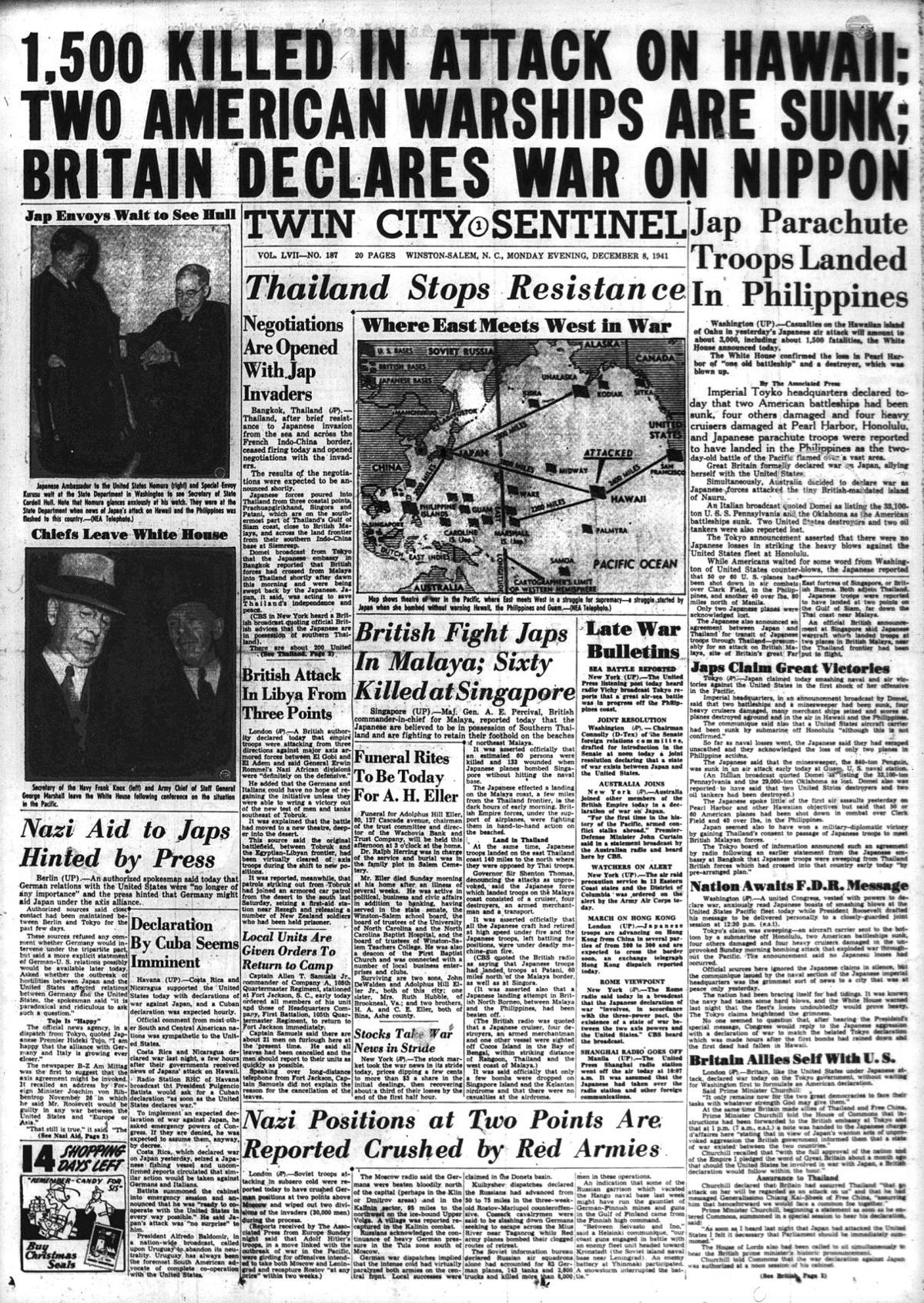 Pearl Harbor newspaper fronts
