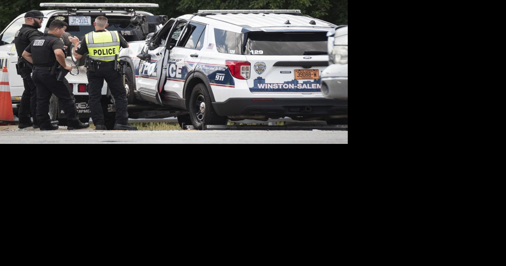 Police car overturns on Silas Creek Parkway in Wisnton-Salem