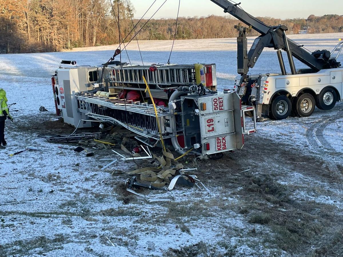 A firefighter is injured when WSFD ladder truck overturned
