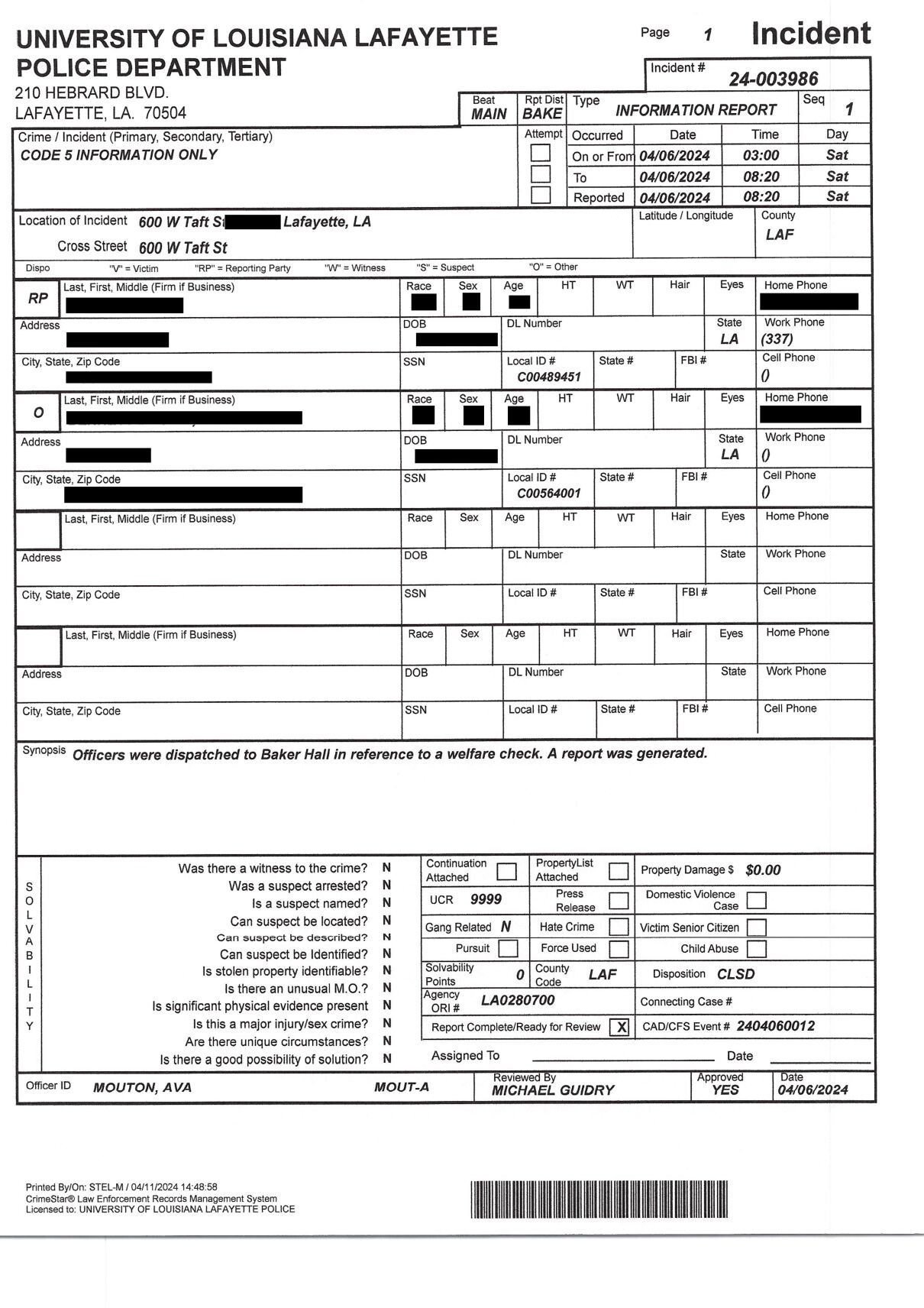 News 15 Investigates: UL police made contact with student one day ...