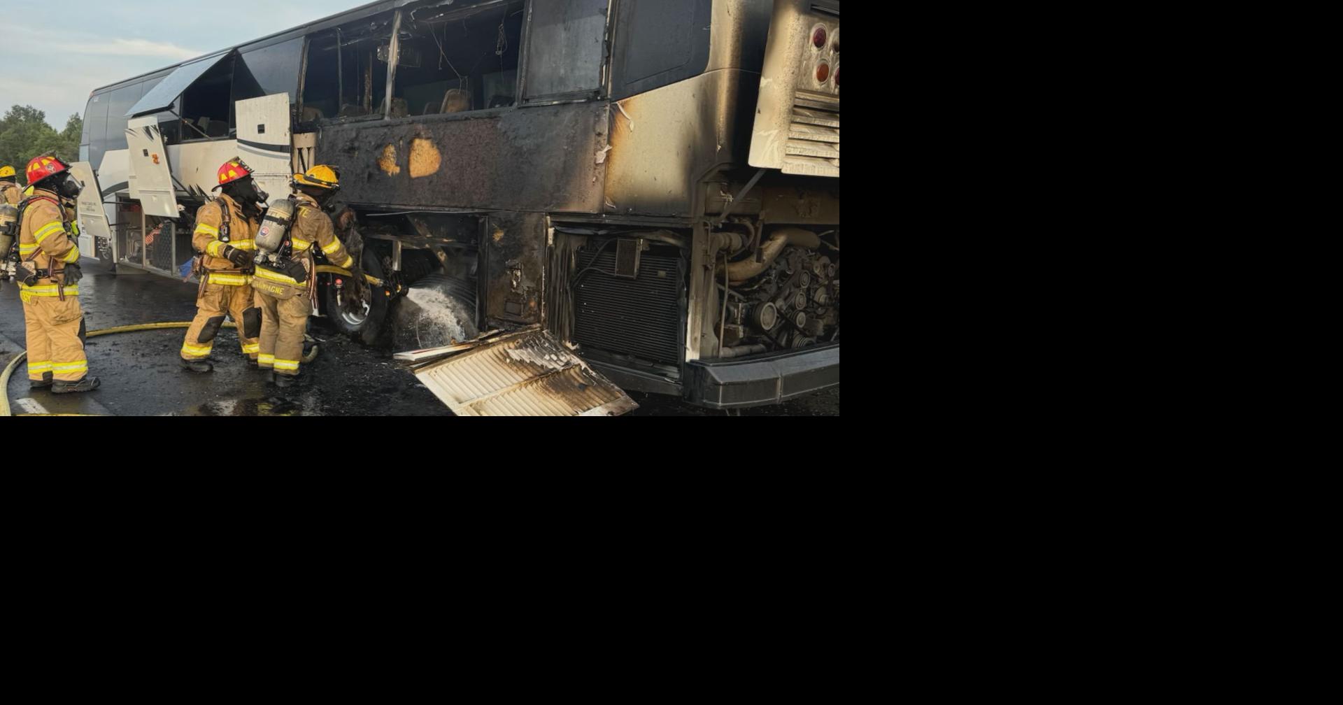 Charter bus catches fire on I-10 in Lafayette after blowout | Local ...
