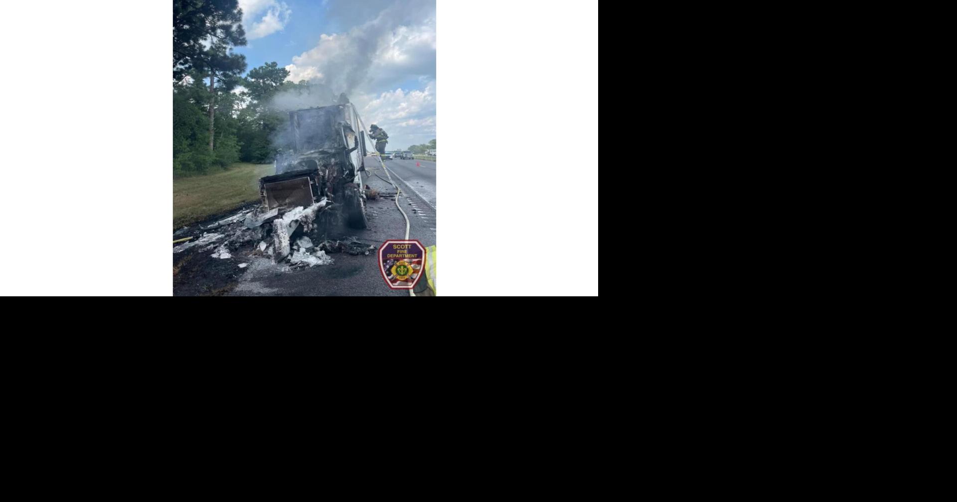 18-wheeler truck goes up in flames along I-10 westbound in Scott | News ...