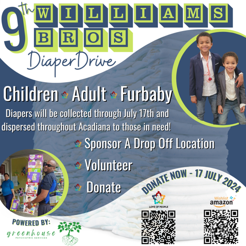 9th Annual Williams Bros Diaper Drive Now Through July 17th | | kadn.com