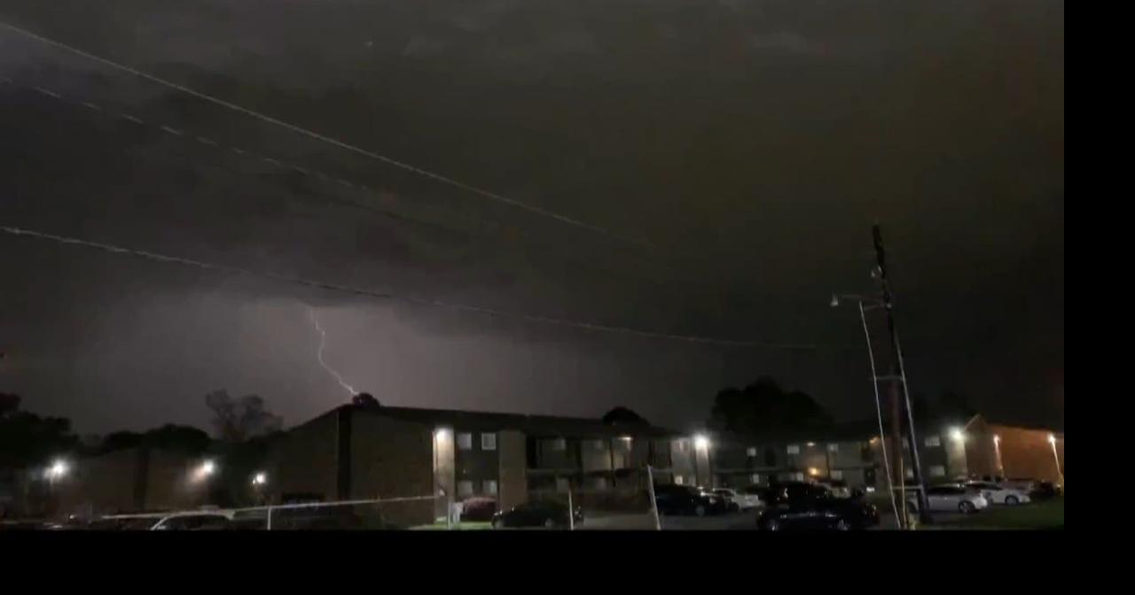 Lightning and high winds accompany thunderstorms passing through ...