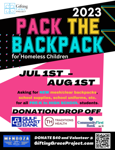 Help Gifting Grace Project, Pack the Backpack to Help Homeless Kids In Acadiana | News | kadn.com