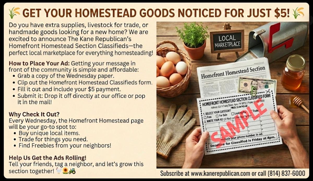 Homefront Homestead Section ClassifiedsHomefront Homestead Section ...