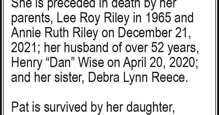 Patricia "Pat" Wise | Obituaries | kdhnews.com