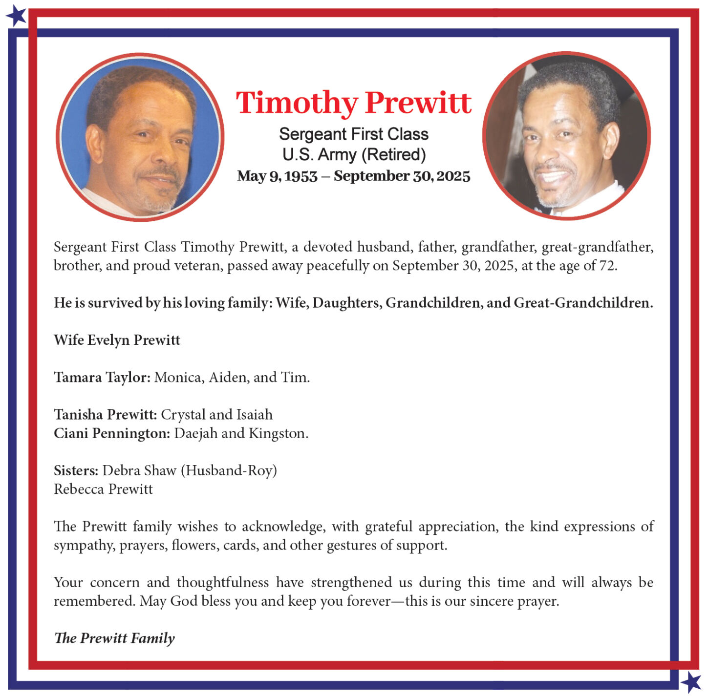Sergeant First Class Timothy Prewitt | Obituaries | kdhnews.com