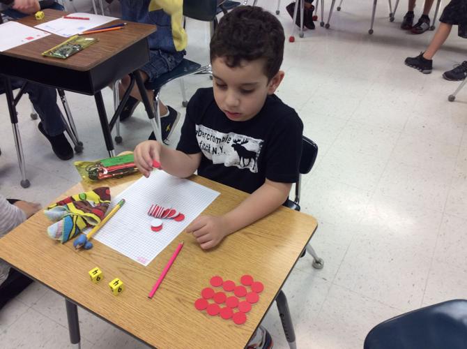 Students multiply learning by building arrays of colored counters ...